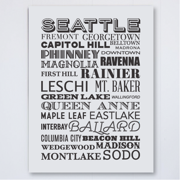 Seattle Neighborhoods Typography Art Print | Large – Pike Street Press